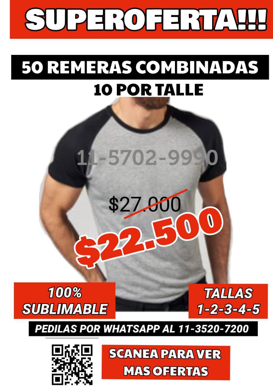 Comprar Remeras Para Sublima en Once